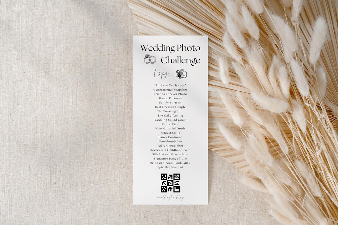 Wedding Photo Challenge Scavenger Hunt | I Spy Wedding Game Card ...