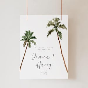 Palm Tree Welcome Sign, Tropical Wedding, Printable Wedding Welcome ...