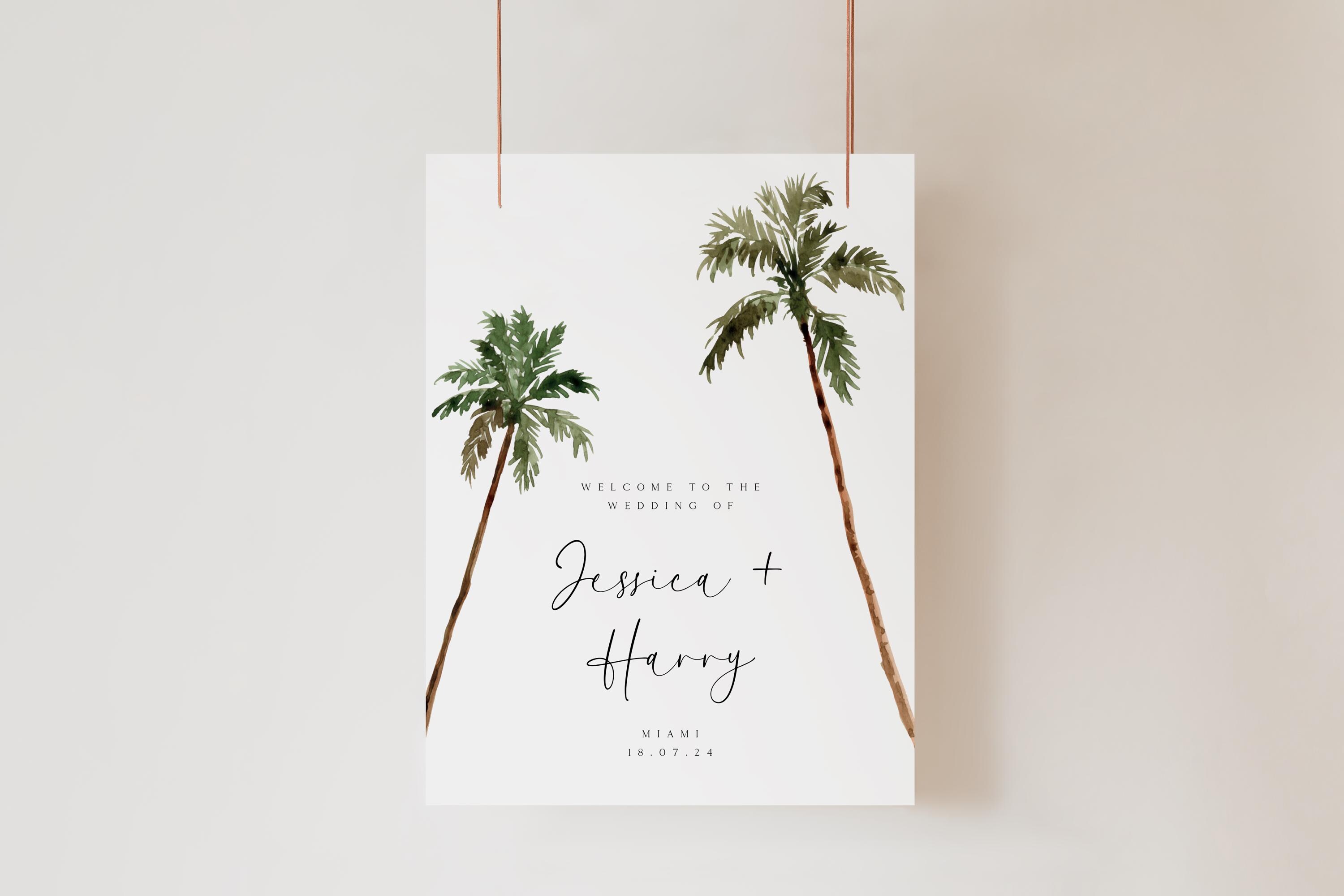 Palm Tree Welcome Sign, Tropical Wedding, Printable Wedding Welcome ...