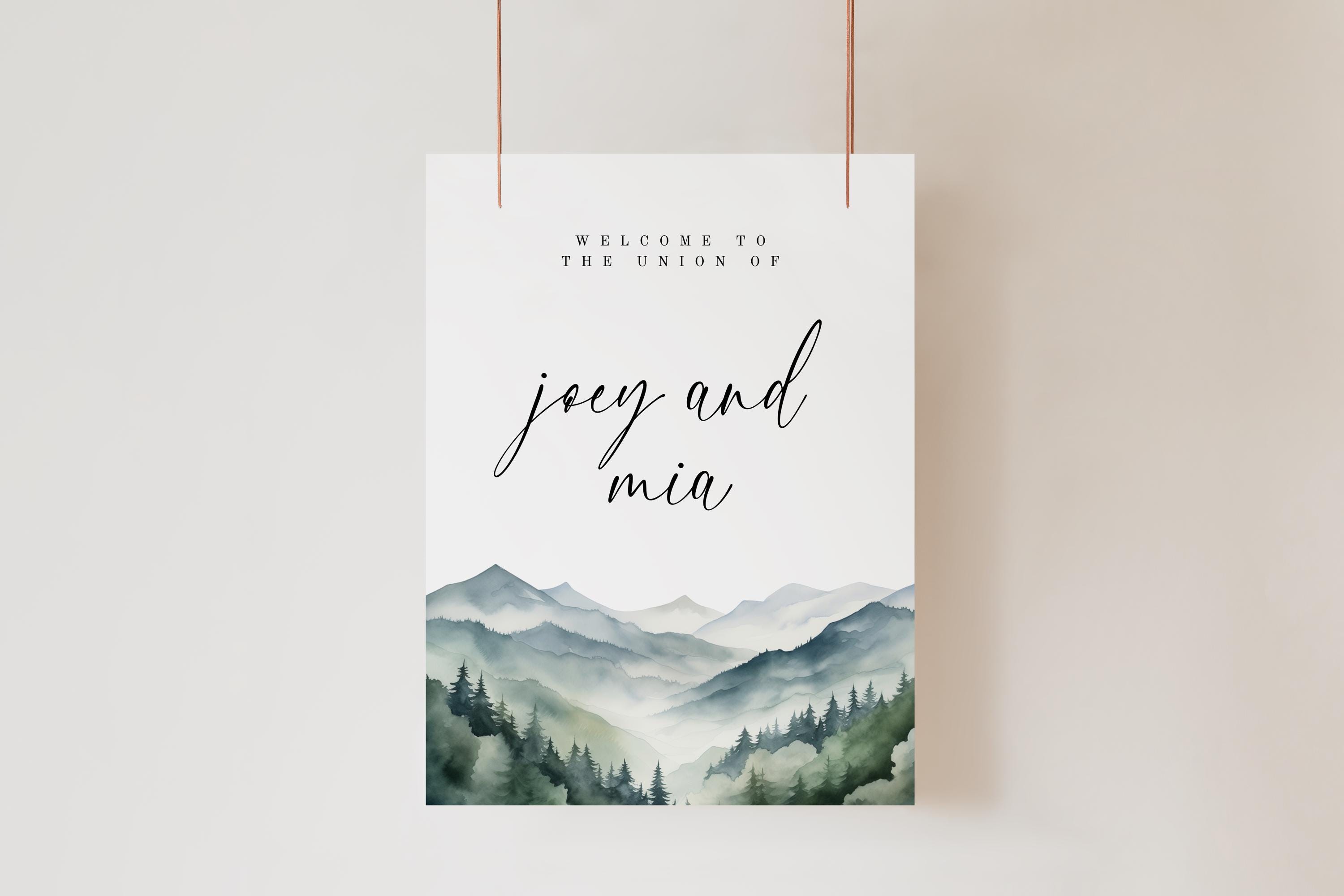 Mountain Welcome Sign Begins, Outdoor Event, , Mountains Trees Wedding ...