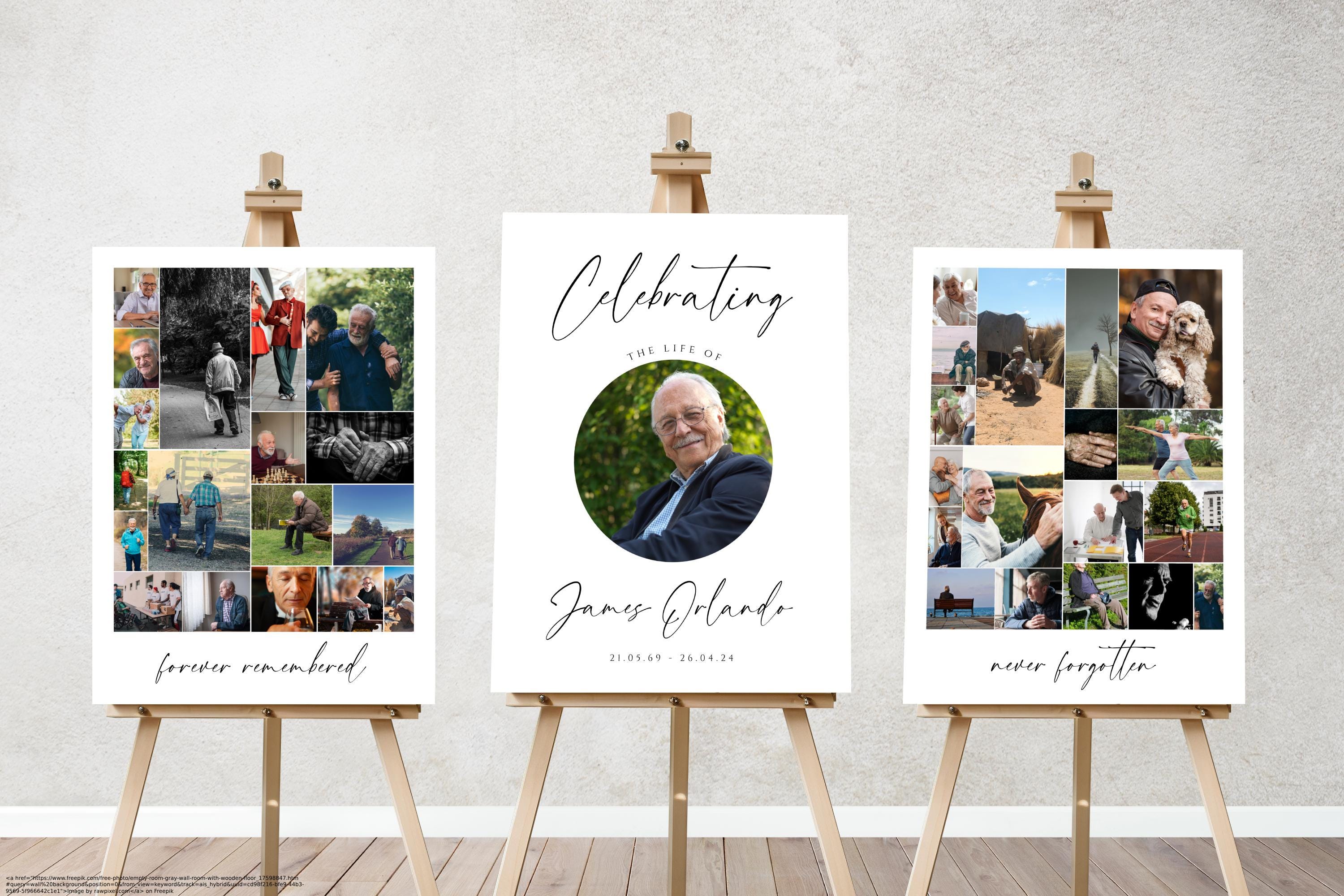 Funeral Photo Collage Sign Set Templates, Funeral Welcome Sign Canva ...