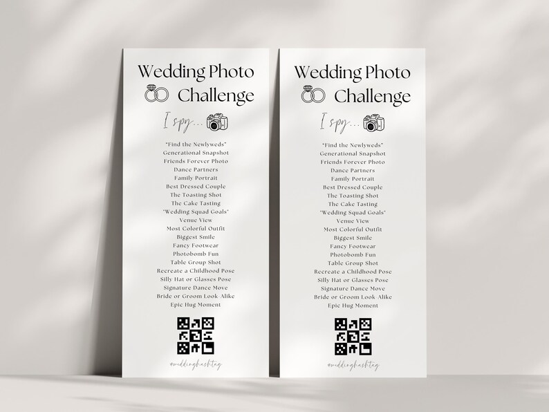 Wedding Photo Challenge Scavenger Hunt I Spy Wedding Game Card Modern ...