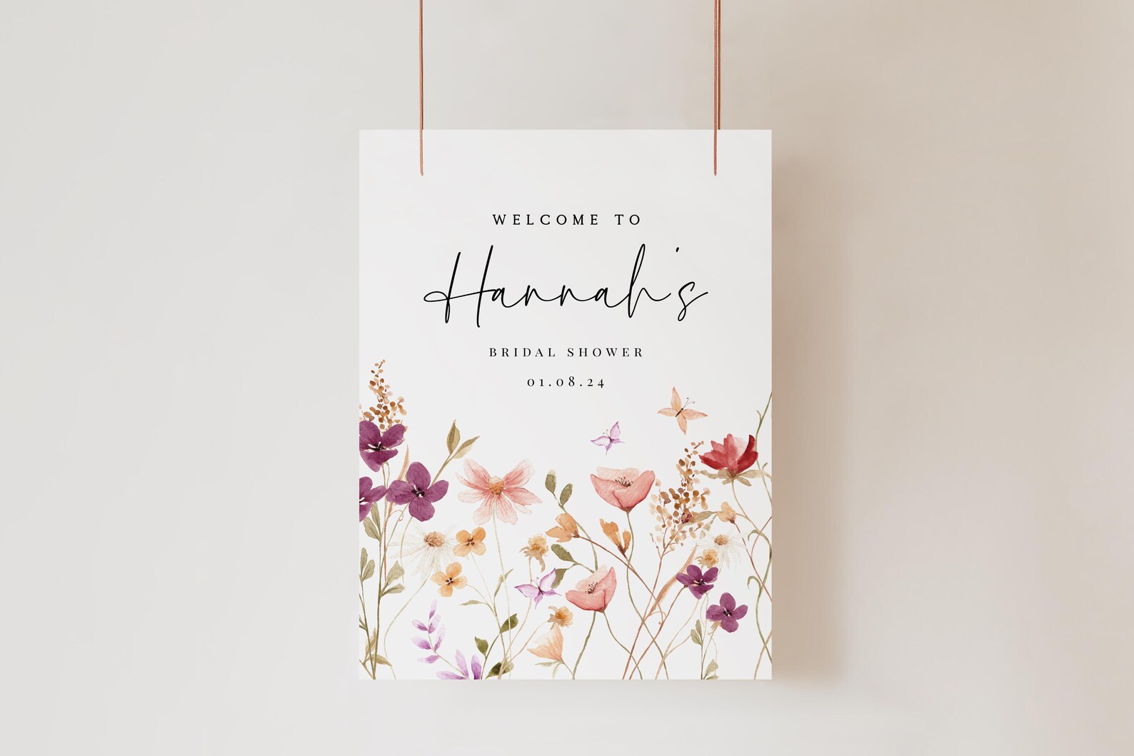 Editable Wildflower Welcome Sign Template, Customisable Printable ...