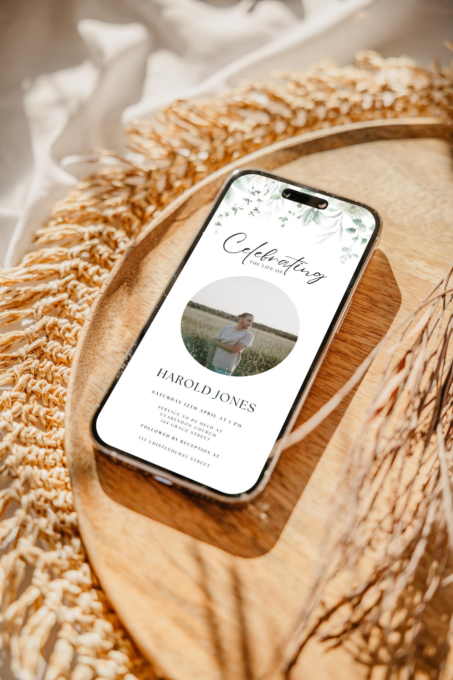 Electronic Funeral Invitation Celebration of Life Phone Invitation ...