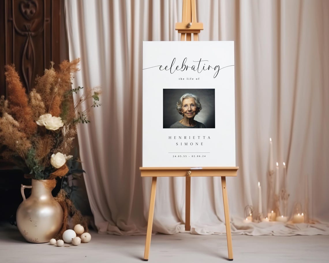 Funeral Welcome Sign, Celebration of Life Poster, in Loving Memory ...