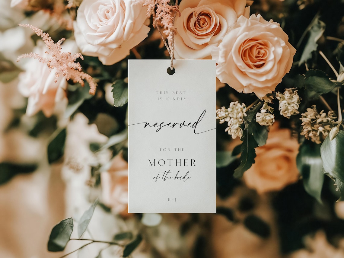 Wedding Reserved Seating Sign Template, Elegant Reserved for Family ...