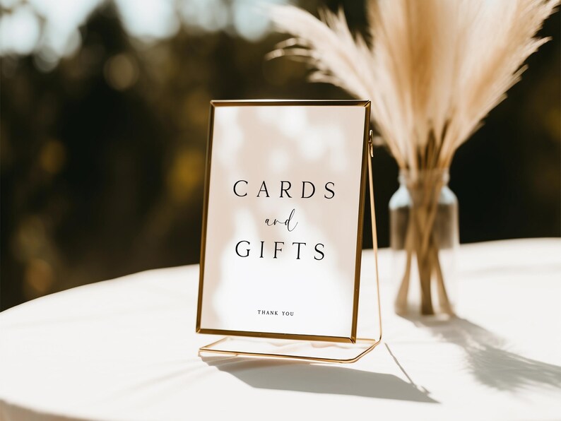 Minimalist Cards and Gifts Sign, Simple Gift Table Sign, Modern Wedding ...