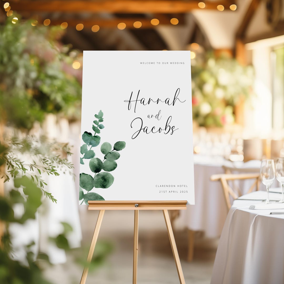 Eucalyptus Printable Welcome Signage, Custom Wedding Welcome Sign ...