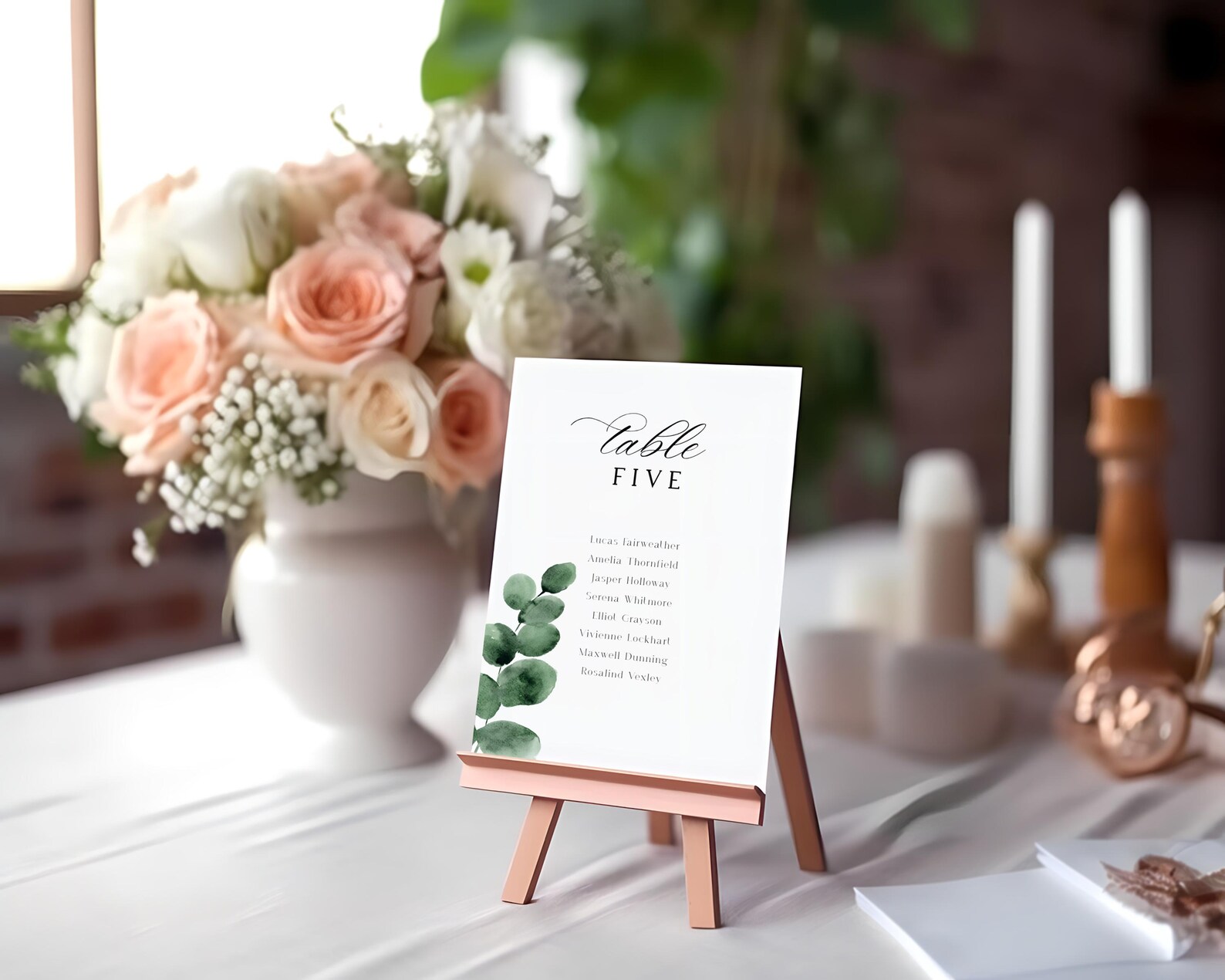 Sage Green Eucalyptus Table Numbers Template, Printable Greenery Gold ...