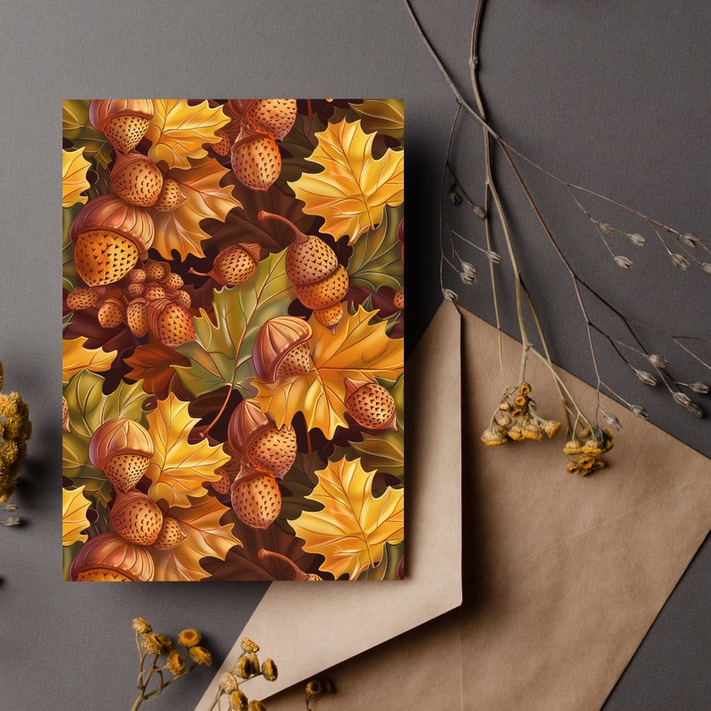 AUTUMN, ACORNS 12 Seamless Prints, Acorns Digital Paper, Autumn ...