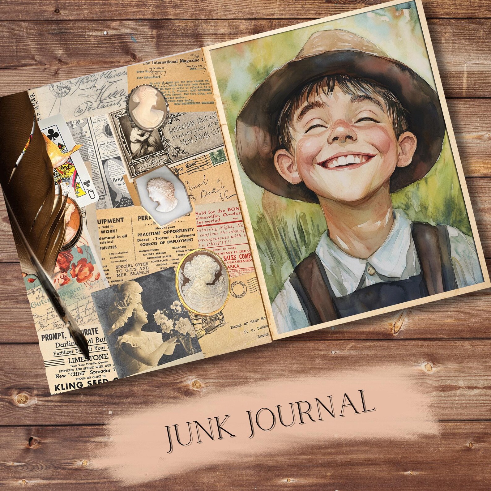 Whimsical Boy Smiles Digital Paper Pack, Story Book Printable (digital ...