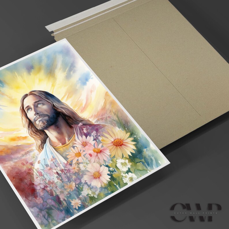 Jesus Flowers | Follower of Jesus | Catholic Art | Jesus Watercolor ...