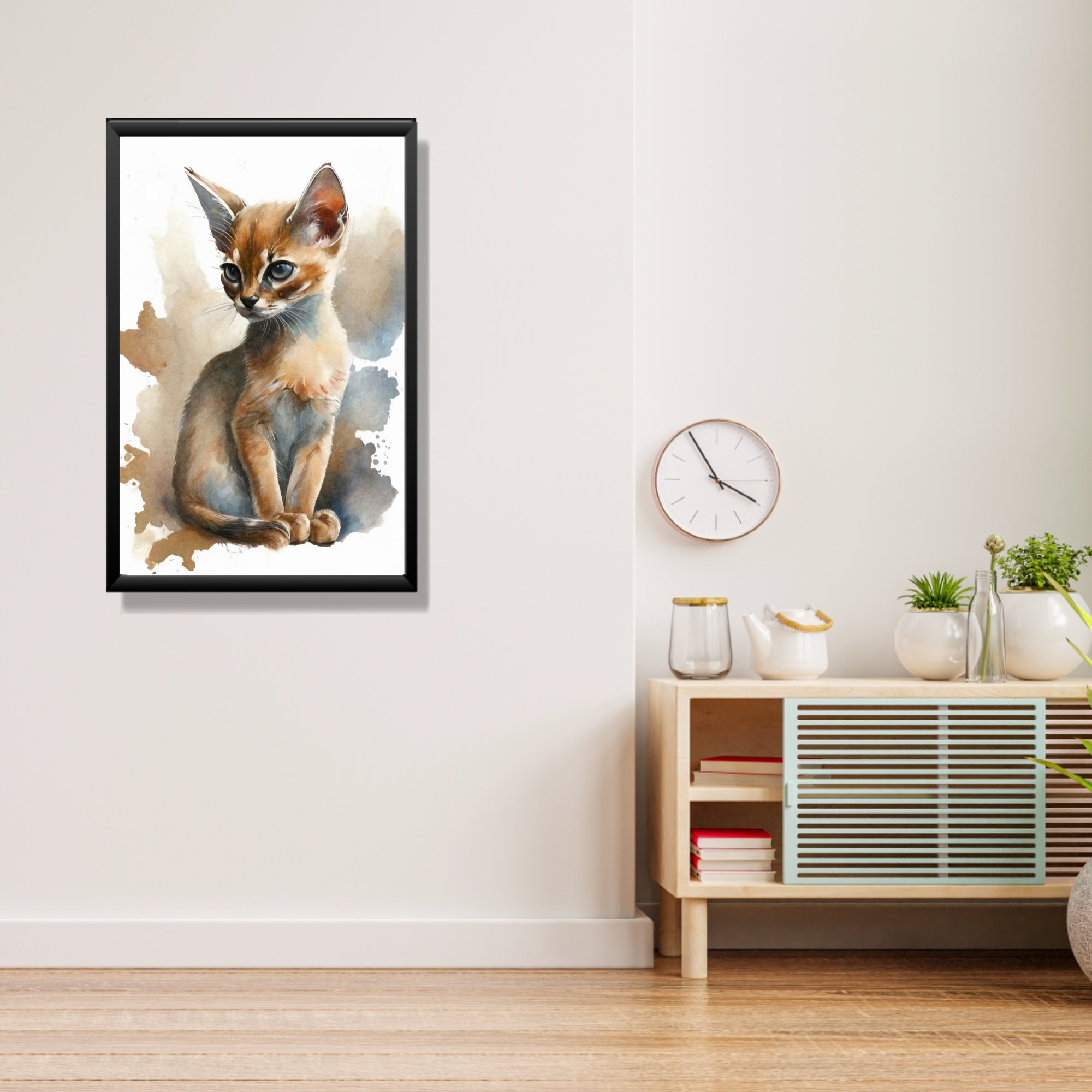 Abyssinian Kitten, Watercolor Printable Painting, Kids Room Decor ...