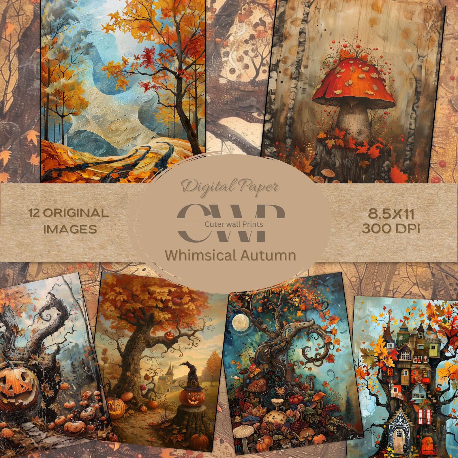 WHIMSICAL AUTUMN| Junk Journal, Whimsy Art, Digital Paper, Printable ...