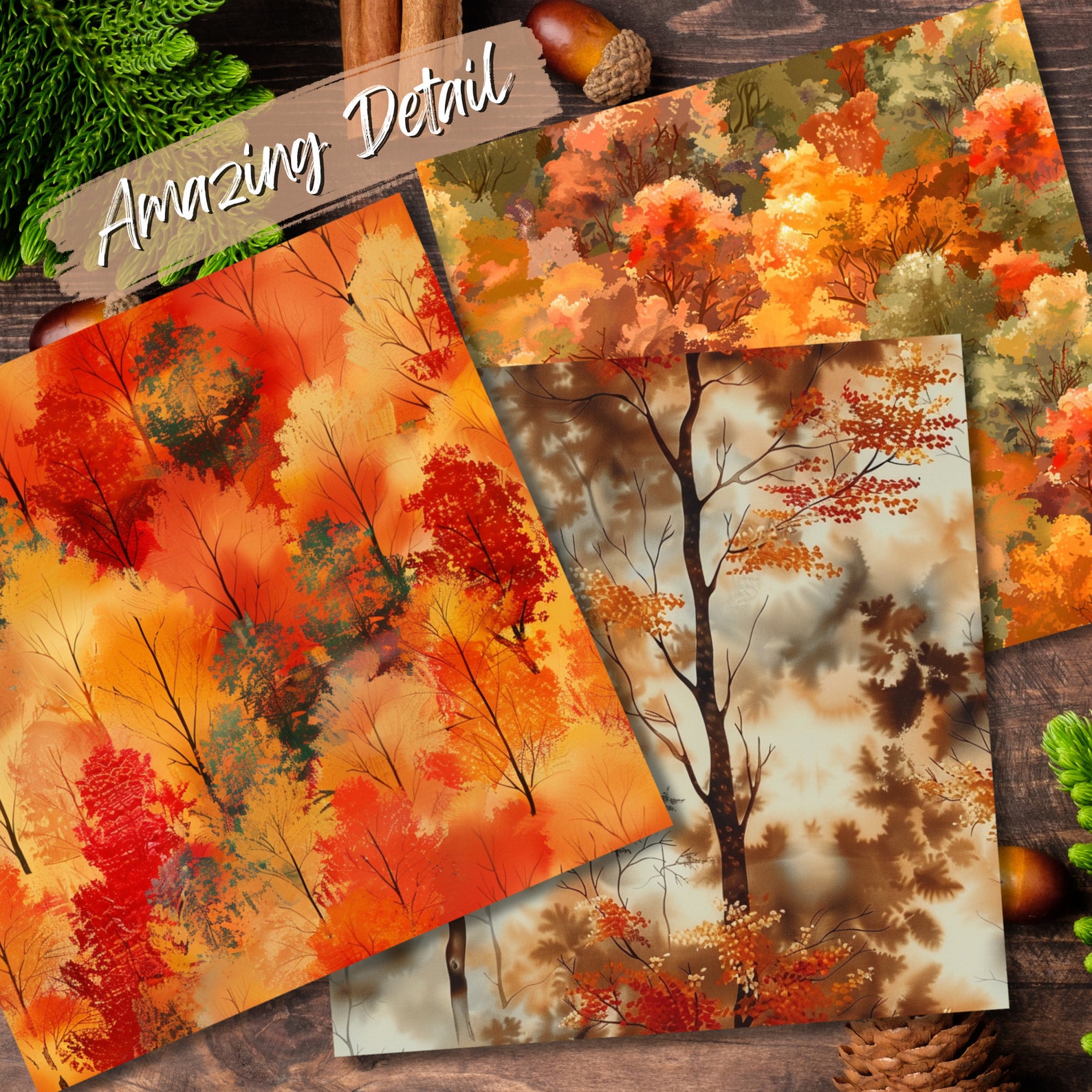 Autumn Pastel Floral Digital Paper Pack (12x12, 300 DPI) (digital ...