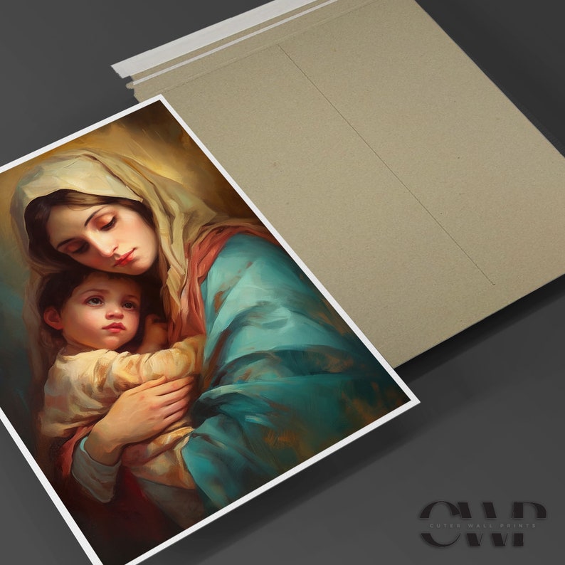 Virgin Mary and Baby Jesus Art Print, Catholic Christian Art - Etsy