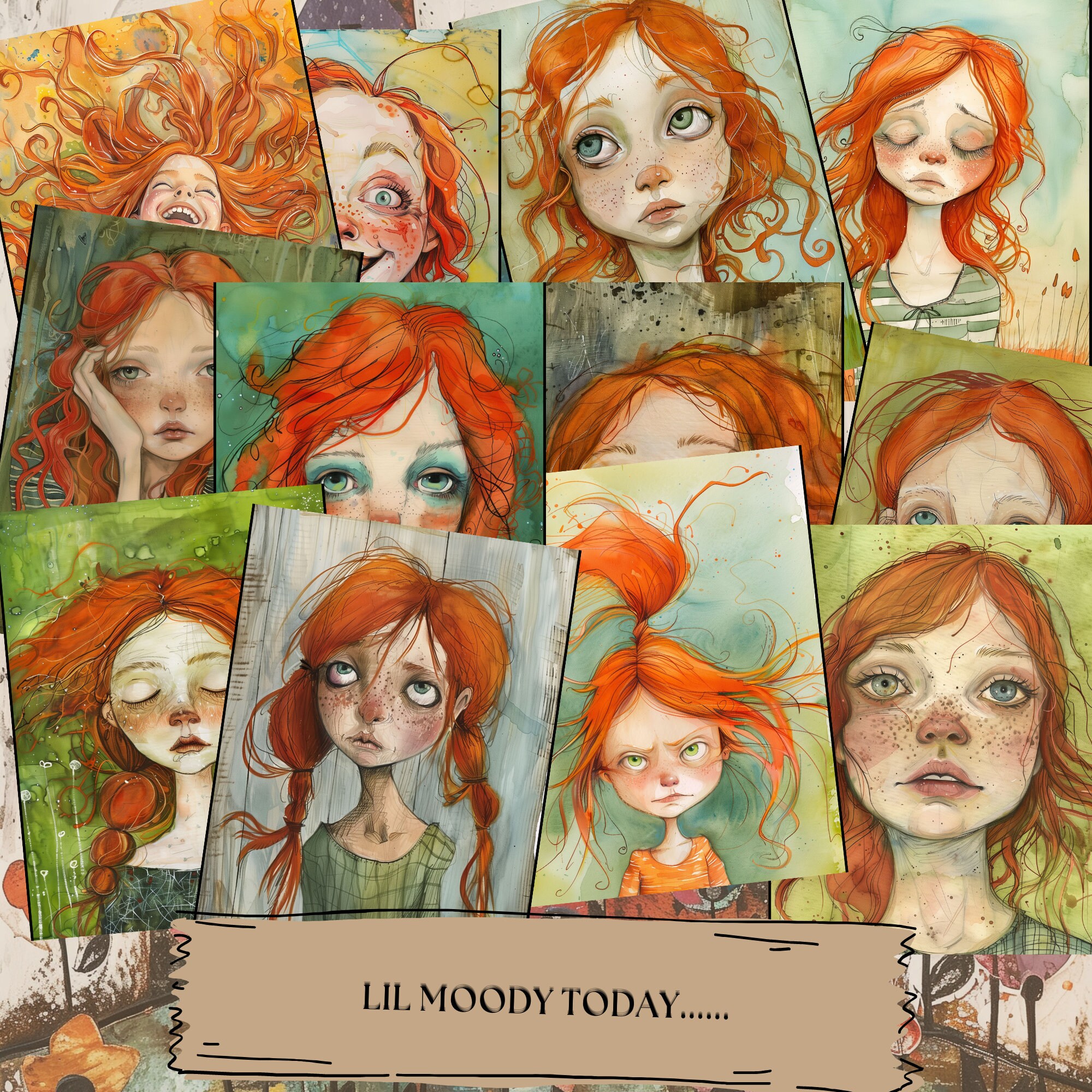 WHIMSICAL Red Heads |junk Journal, Quirky, Whimsy Art, Story Book ...