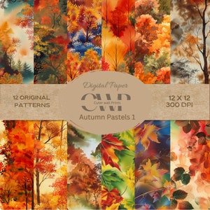Autumn Pastel Floral Digital Paper Pack (12x12, 300 DPI) (digital ...