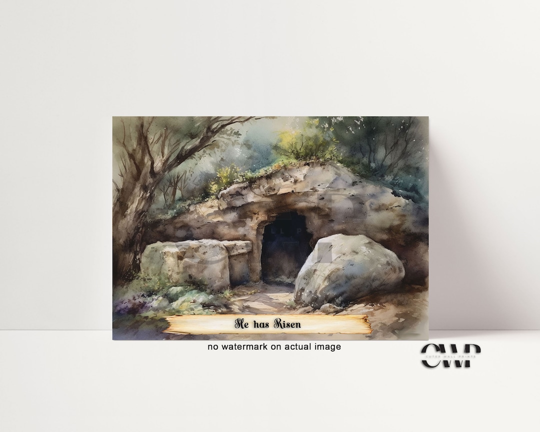 Empty Tomb Watercolor Print | He Has Risen, Christian Wall Art - Etsy