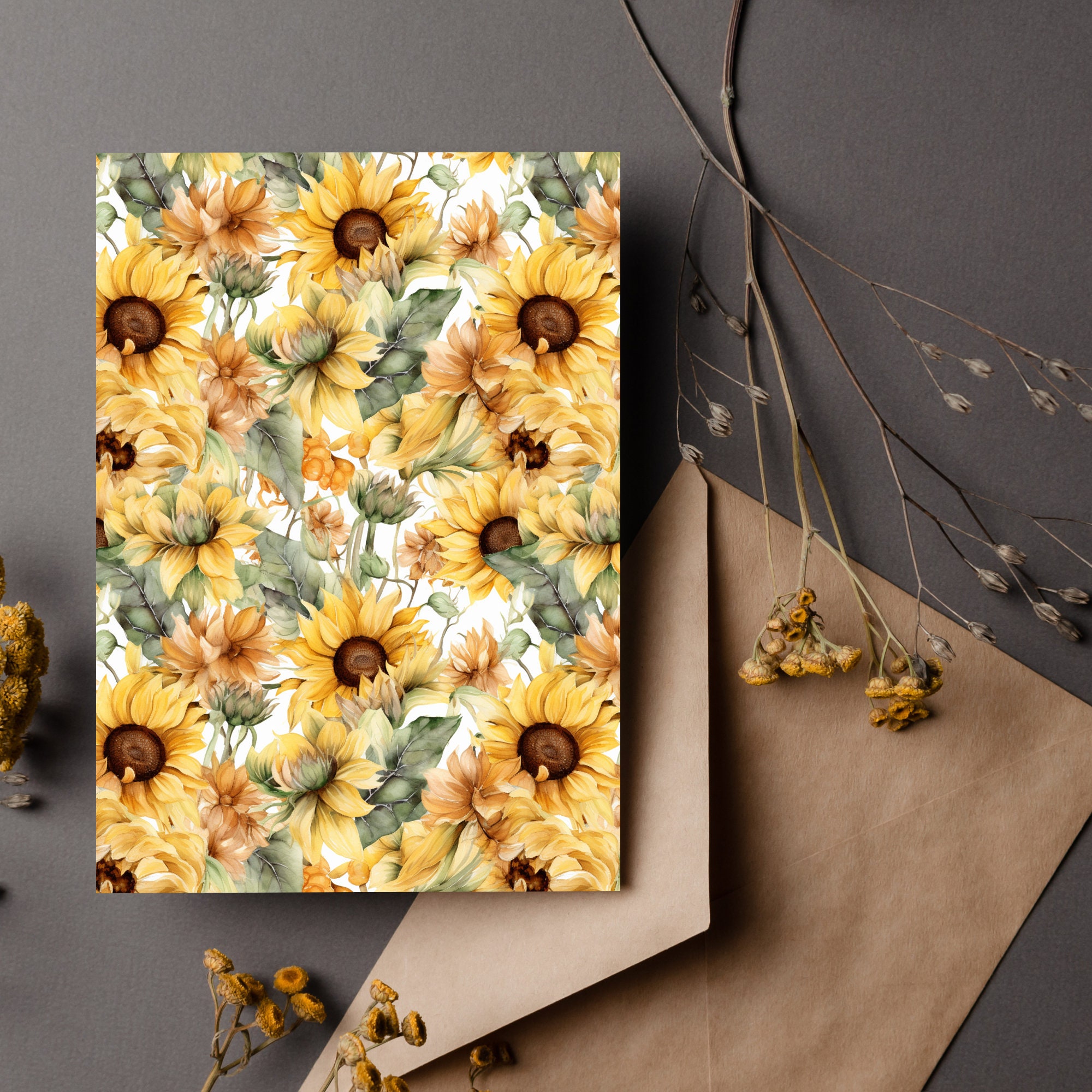 SUNFLOWER | 12 Seamless Prints, Flowers Digital Paper, Flowers ...