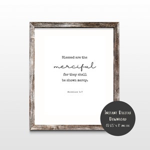 Printable Blessed Merciful Bible Quote Wall Art Digital Download ...
