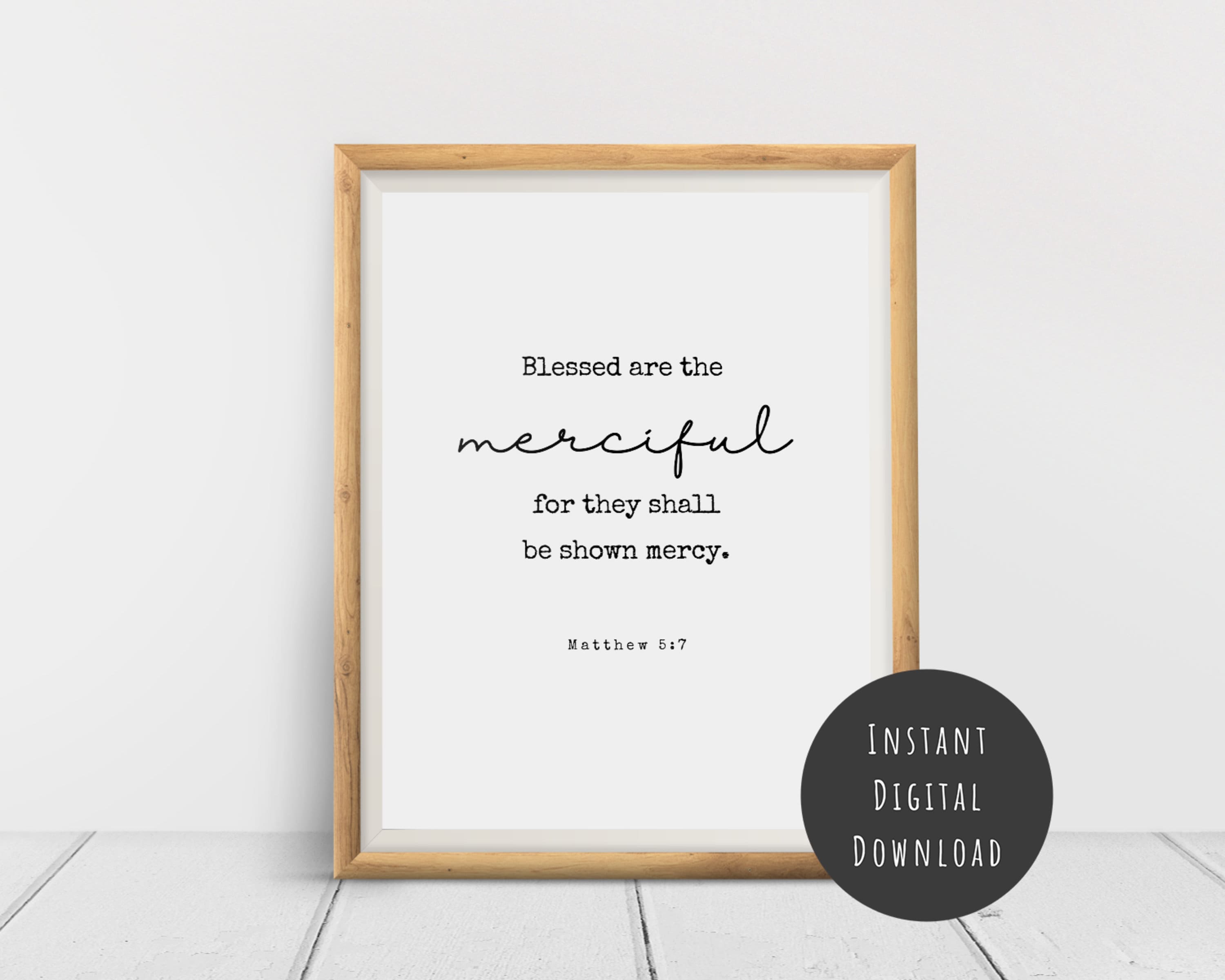 Printable Blessed Merciful Bible Quote Wall Art Digital Download ...