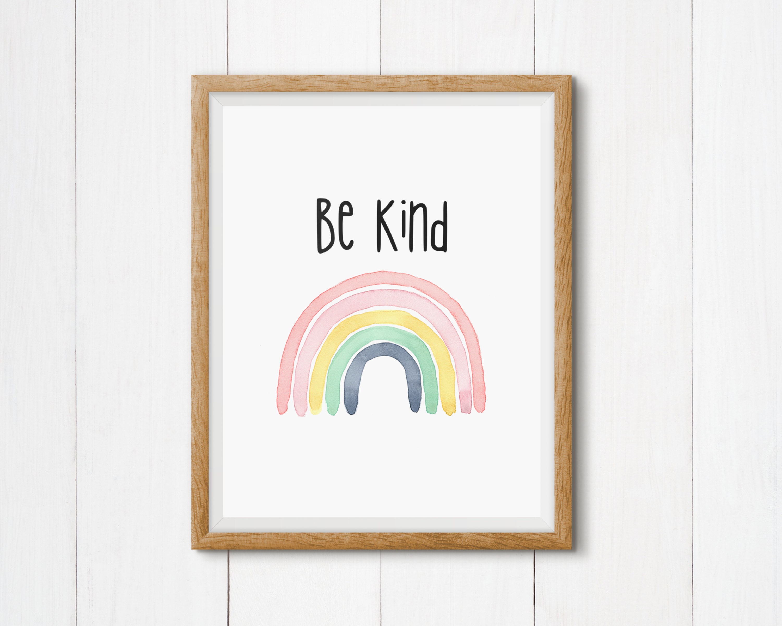 Be Kind Watercolor Rainbow Printable Digital Download Wall Art Baby ...