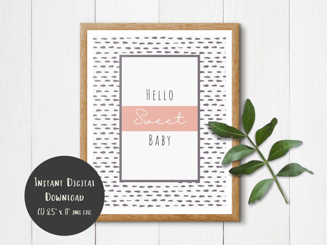 Hello Sweet Baby - Printable Nursery Wall Decor Art - Digital Download ...