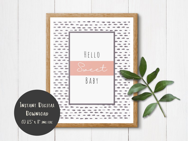 Hello Sweet Baby - Printable Nursery Wall Decor Art - Digital Download ...