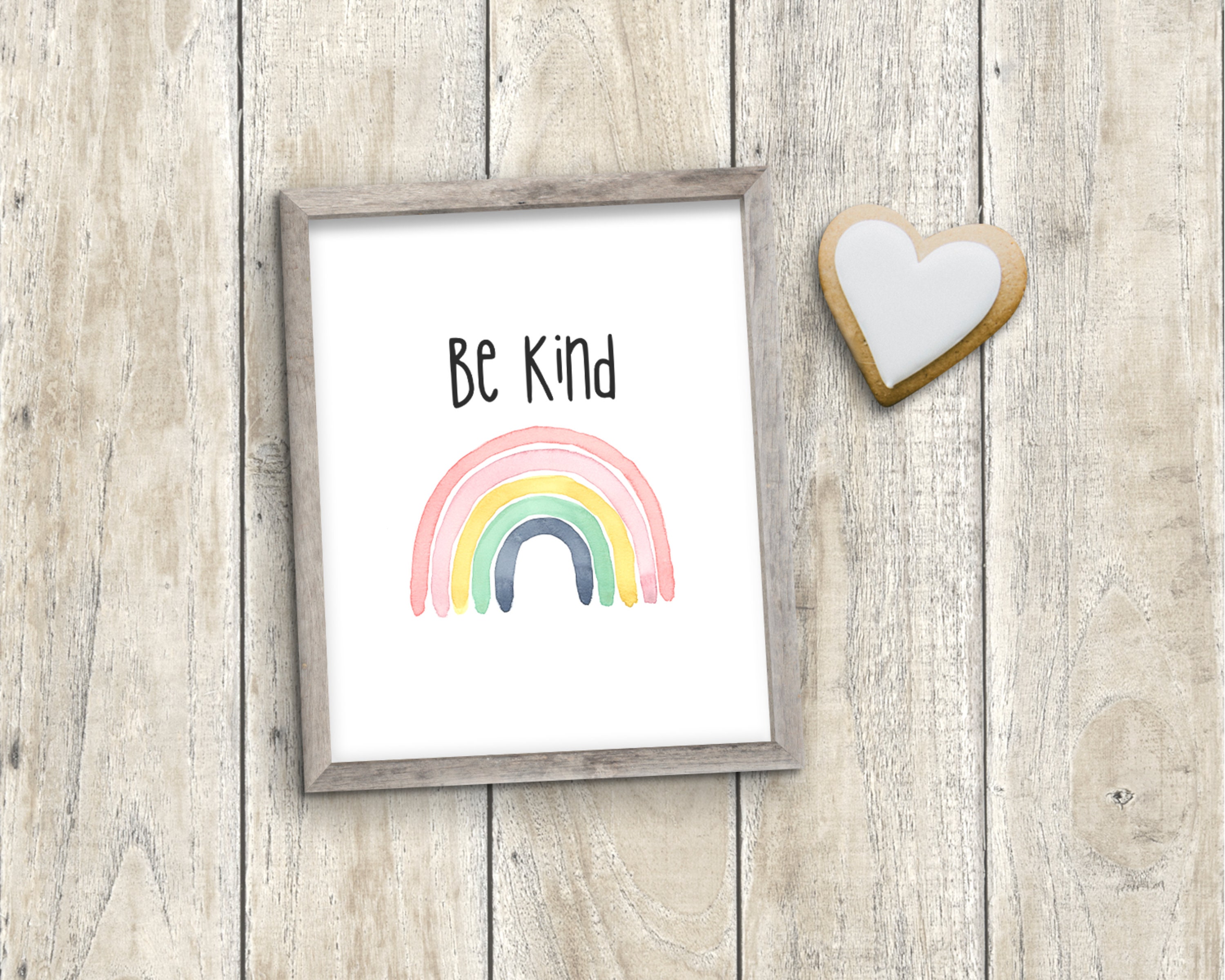 Be Kind Watercolor Rainbow Printable Digital Download Wall Art Baby ...