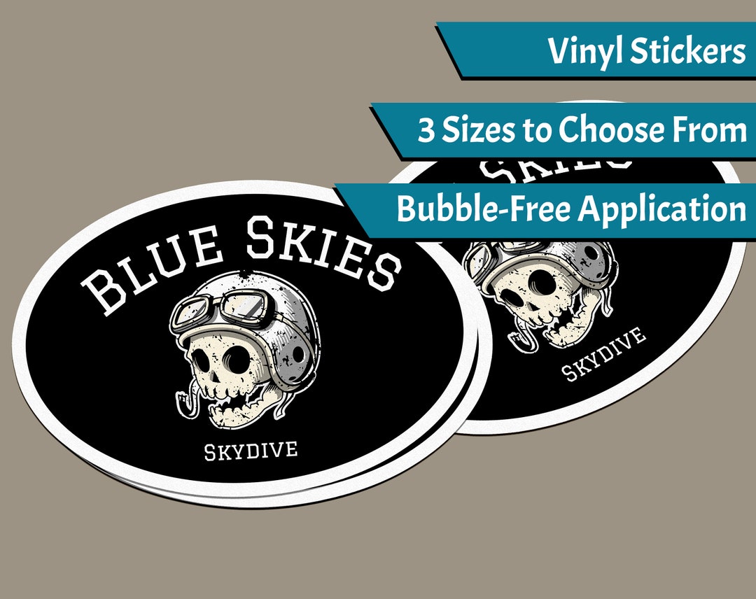 Skydiving Sticker - Blue Skies - Skydive Sticker, Skydiving Stickers ...