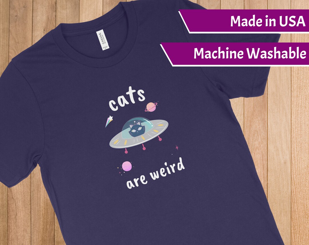 Alien Unisex Scoop Neck Shirt Cats Are Weird Short-sleeve Women Shirt ...