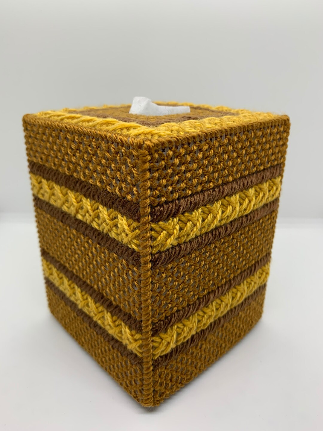 Brown and Yellow Tissue Box Cover - Etsy