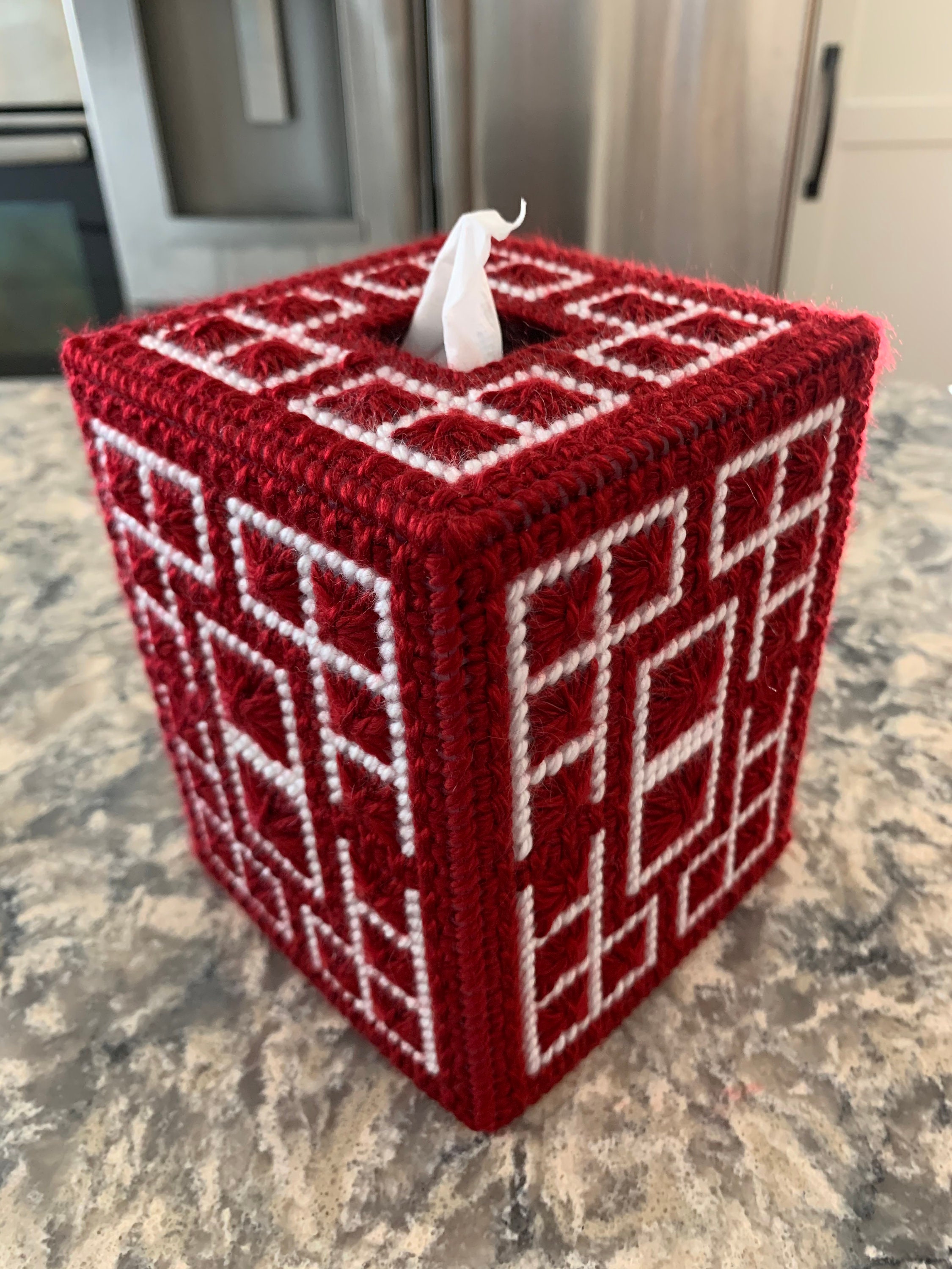 Red and White Tissue Box Cover - Etsy New Zealand