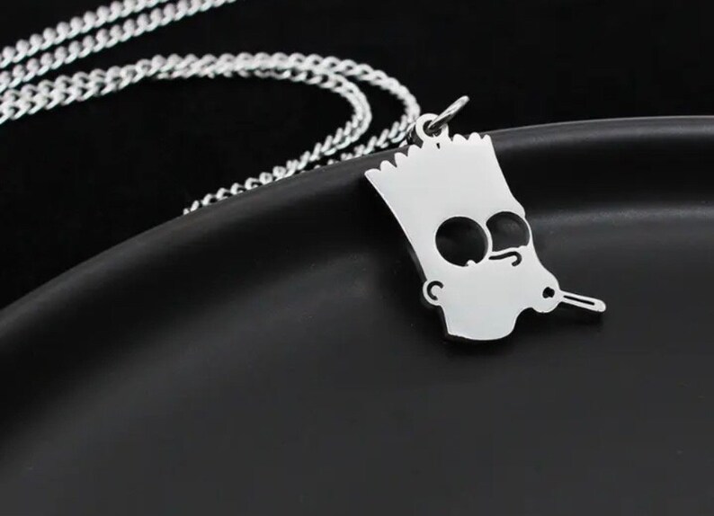 Simpson Pendant / Hip Hop Stainless Steel Jewelry / Silver Chain ...