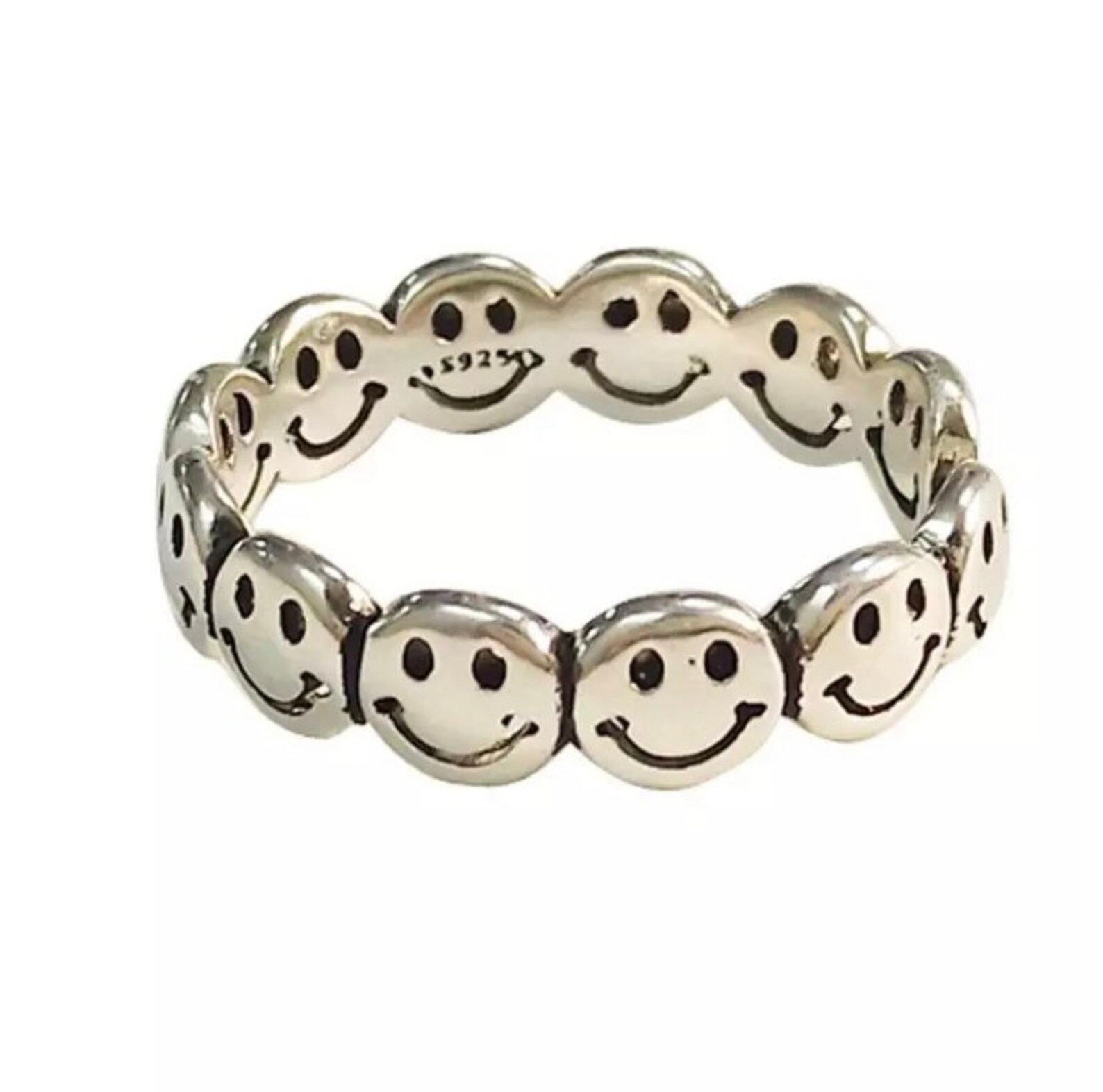 Smile Ring Smiley Face Silver Ring Resizable Ring Grunge - Etsy