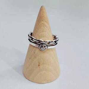 Smile Ring With Chain Smiley Face Resizable Adjustable - Etsy