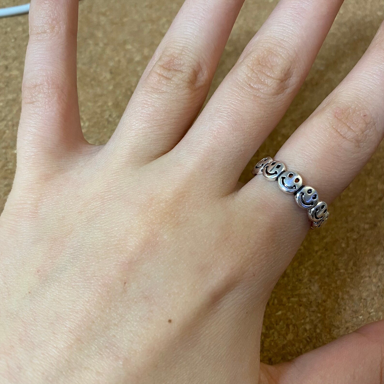 Smile Ring Smiley Face Silver Ring Resizable Ring Grunge - Etsy