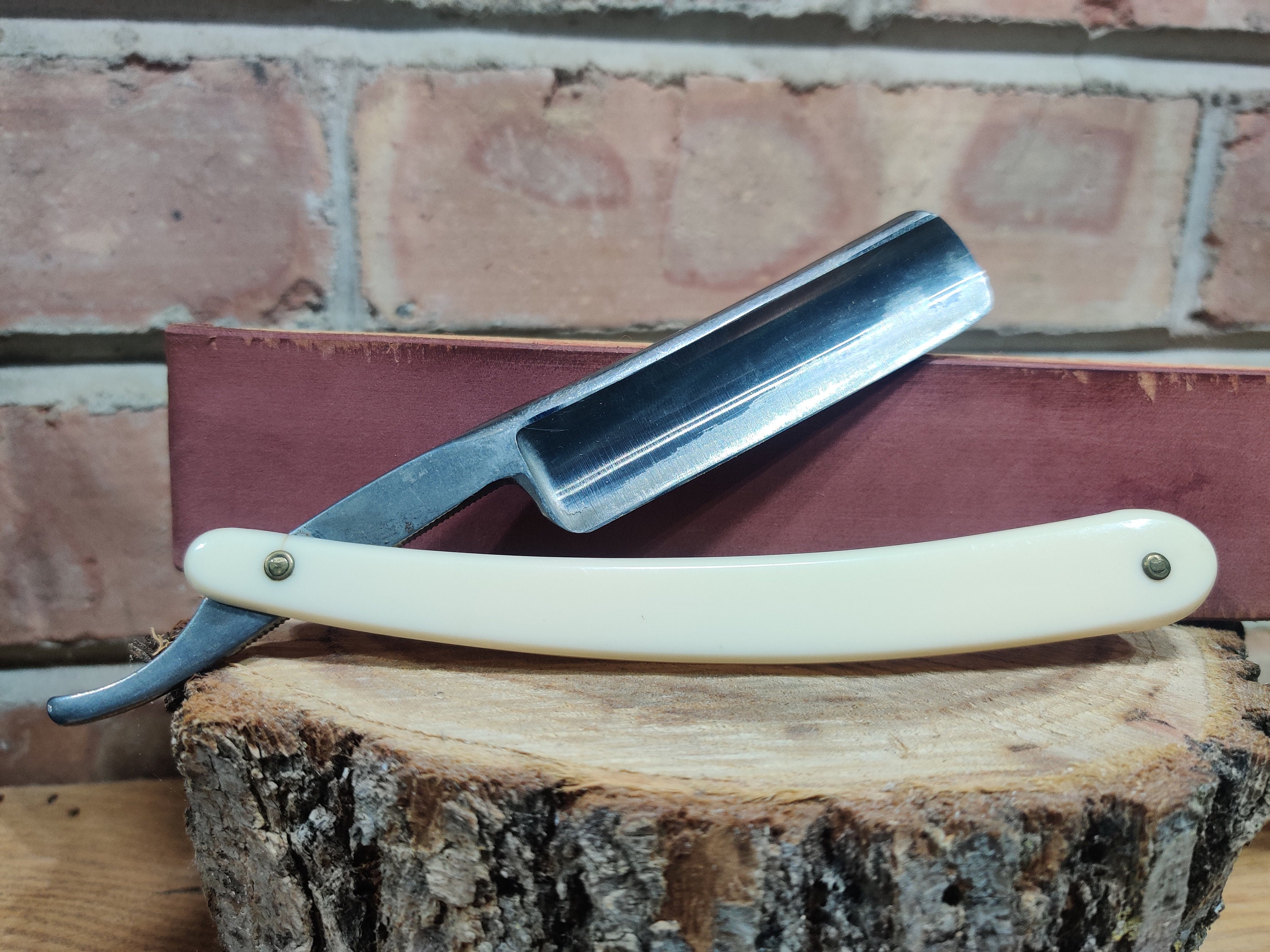Gold Dollar Straight Razor With White Plastic Scales - Etsy