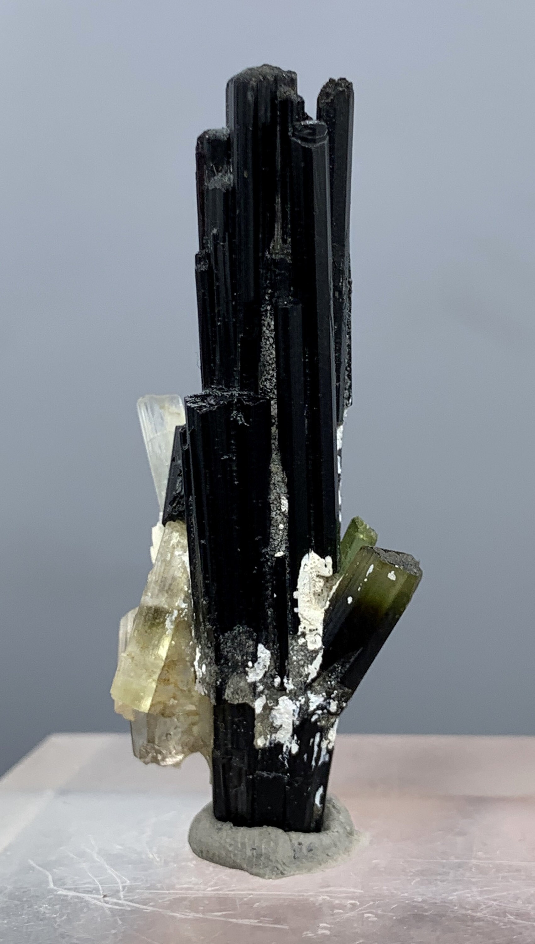 58 CRT Beautiful Black Tourmaline With Cap Tourmaline & Aquamarine ...