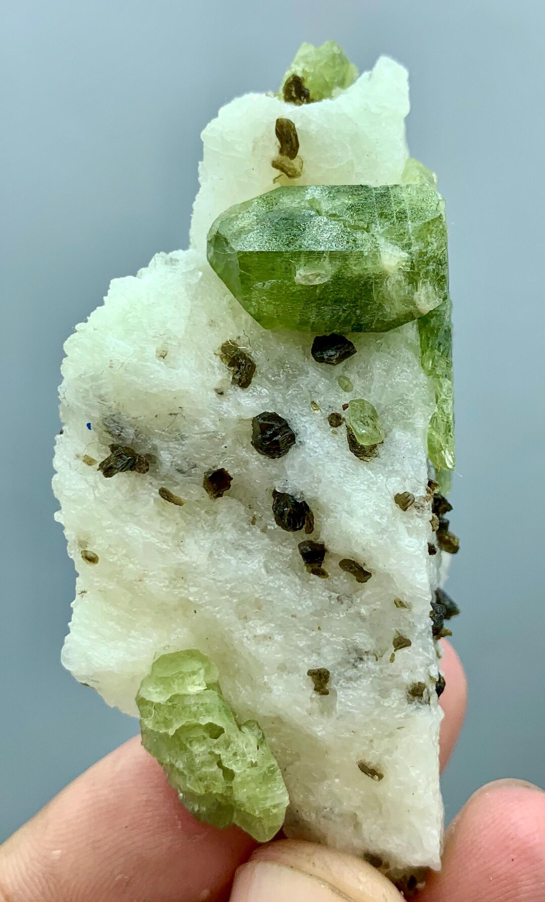 Diopside With Quartz Specimen, Natural Green Chrome Diopside Crystal ...
