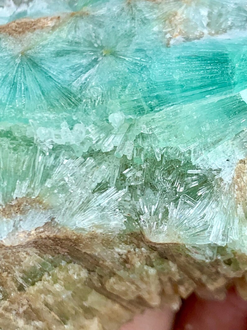 Rare Aragonite Flower Crystal Cluster With Blue Azurite - Healing Stone ...