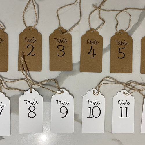 Table Numbers Tags Table Tags for Weddings Bridal Showers | Etsy