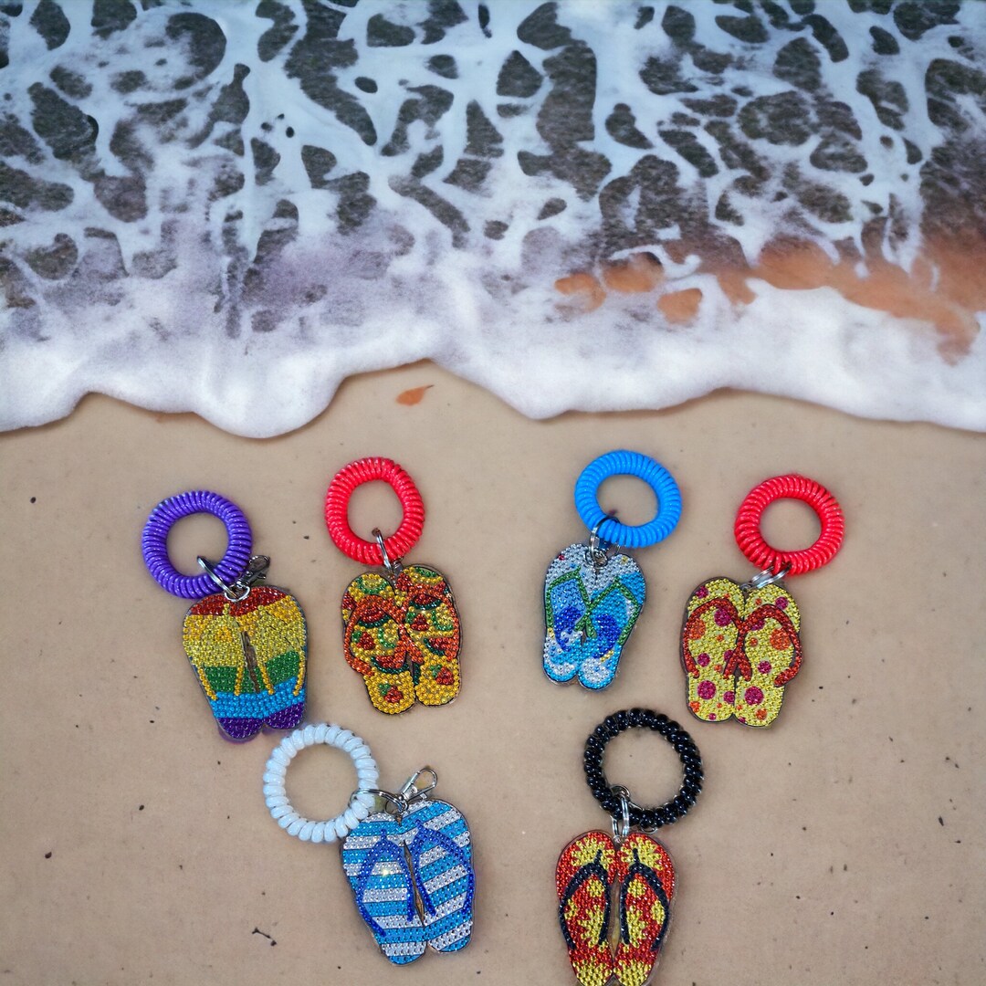 Diamond Art Flip Flop Keychains - Etsy