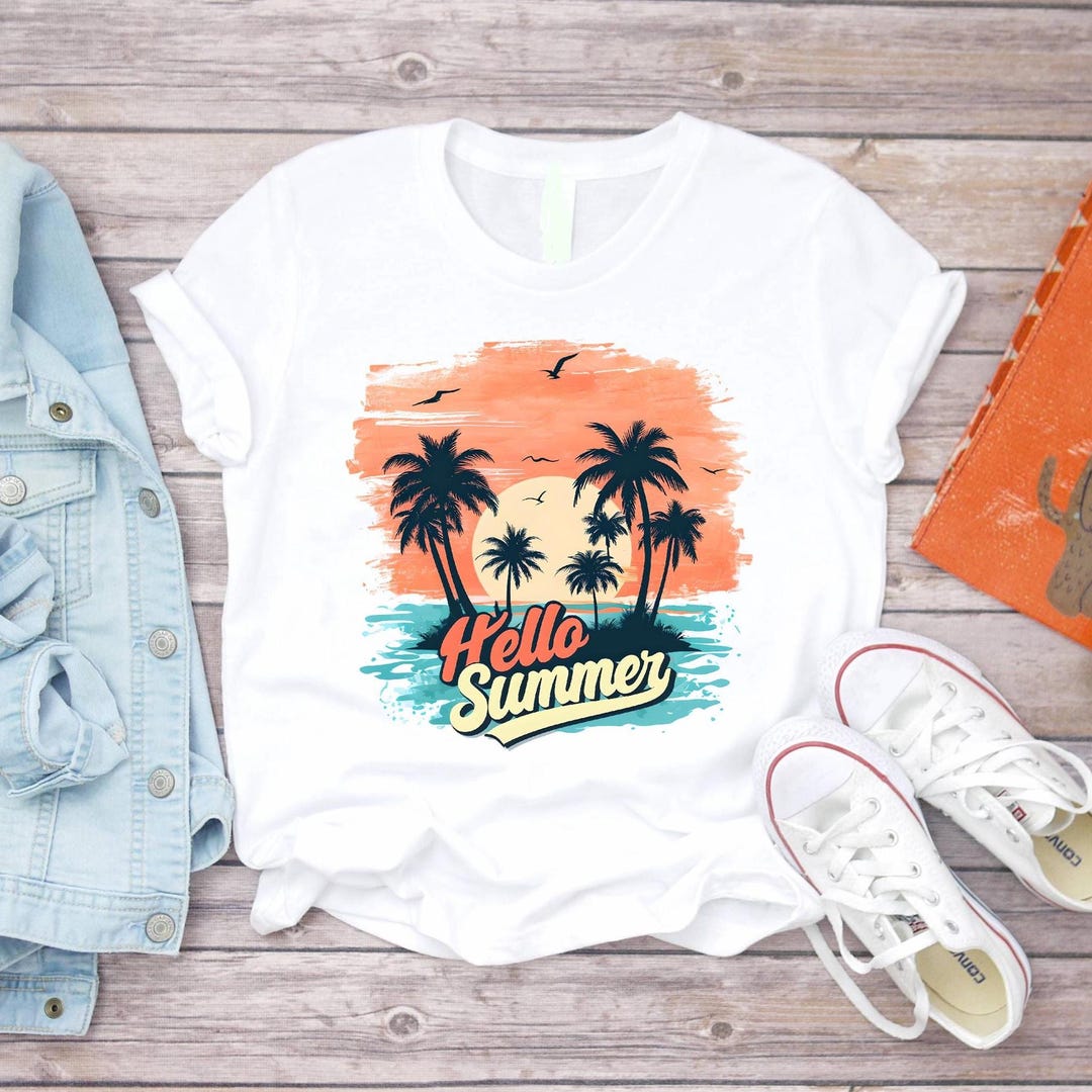 Sunset Beach T-shirt: Hello Summer Tee - Etsy