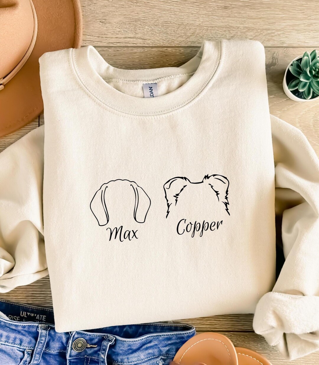 Custom Dog Ear Sweatshirt: Personalized Pet Lover Gift - Etsy