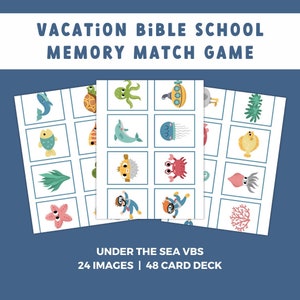 Vacation Bible School Memory Match Game for Kid Under the Sea VBS ...