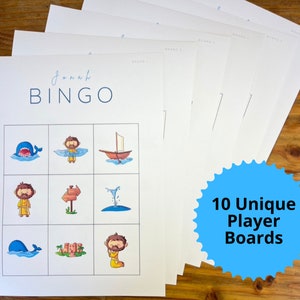 Jonah and the Whale Game Sunday School Bible Story Bingo Printable ...