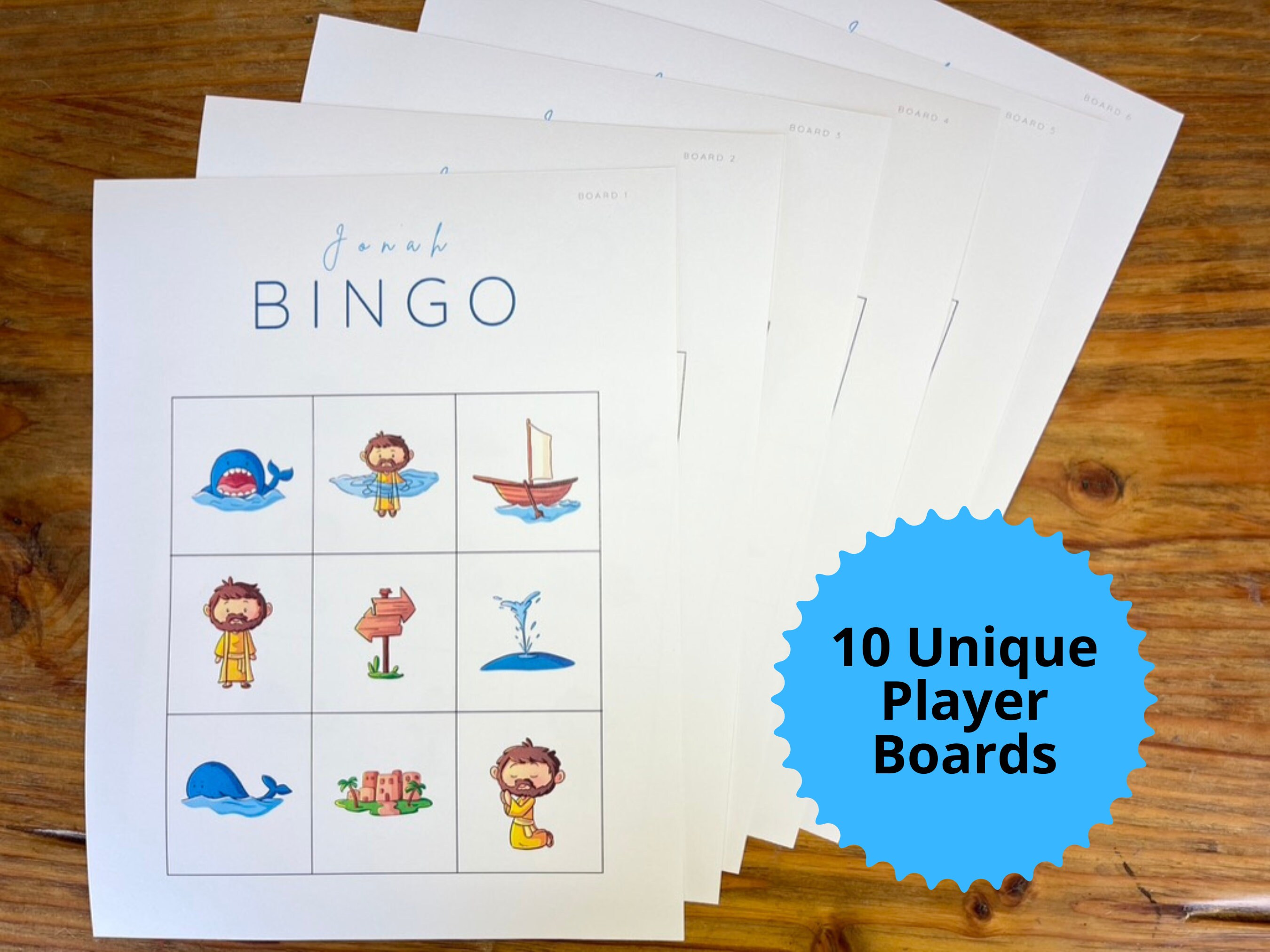 Jonah and the Whale Game Sunday School Bible Story Bingo Printable ...