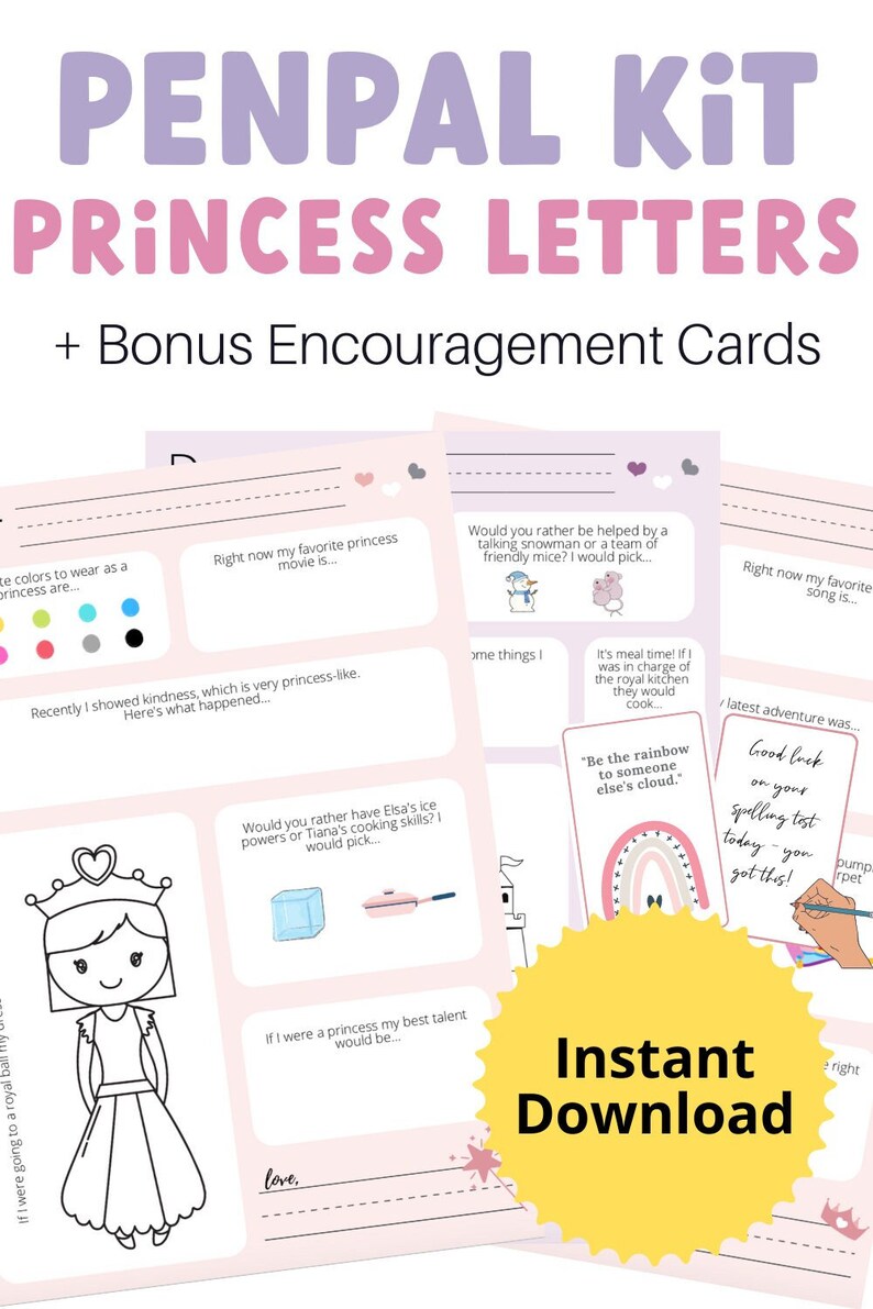 Princess Letters Kid Princess Drawing Princess Kid Activity Kid Party ...